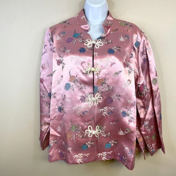 Vintage | Jackets & Coats | Vintage Womens Jacket Asian Mandarin Silk ...
